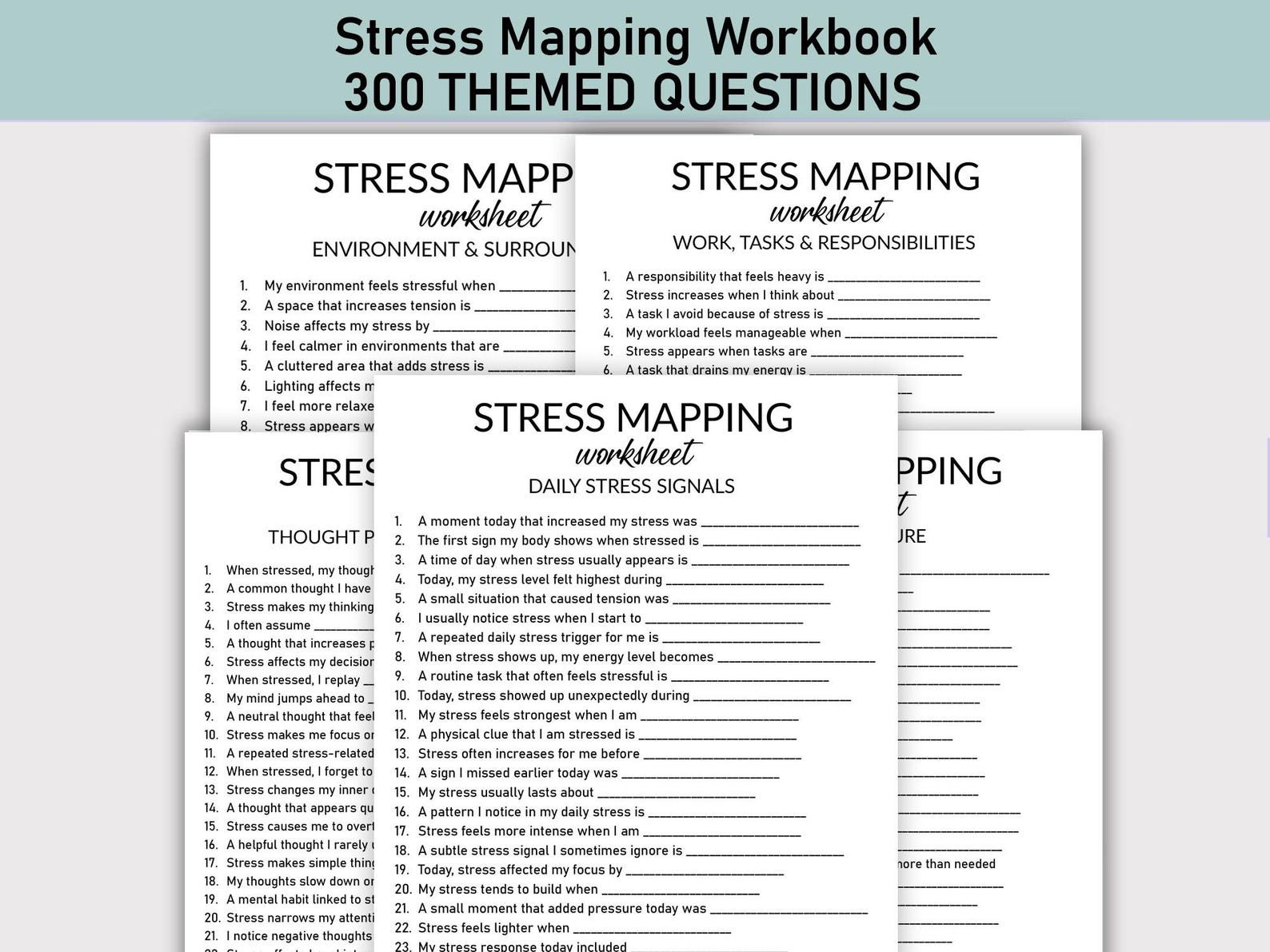 Stress Mapping Workbook, Journal Printable, Fill-in-the-blank Questions ...