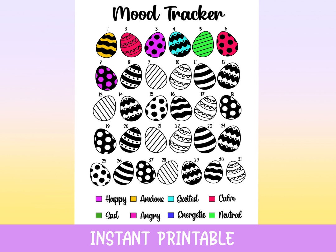 Easter Egg Mood Tracker, Instant Download Printable, Mood Tracker ...