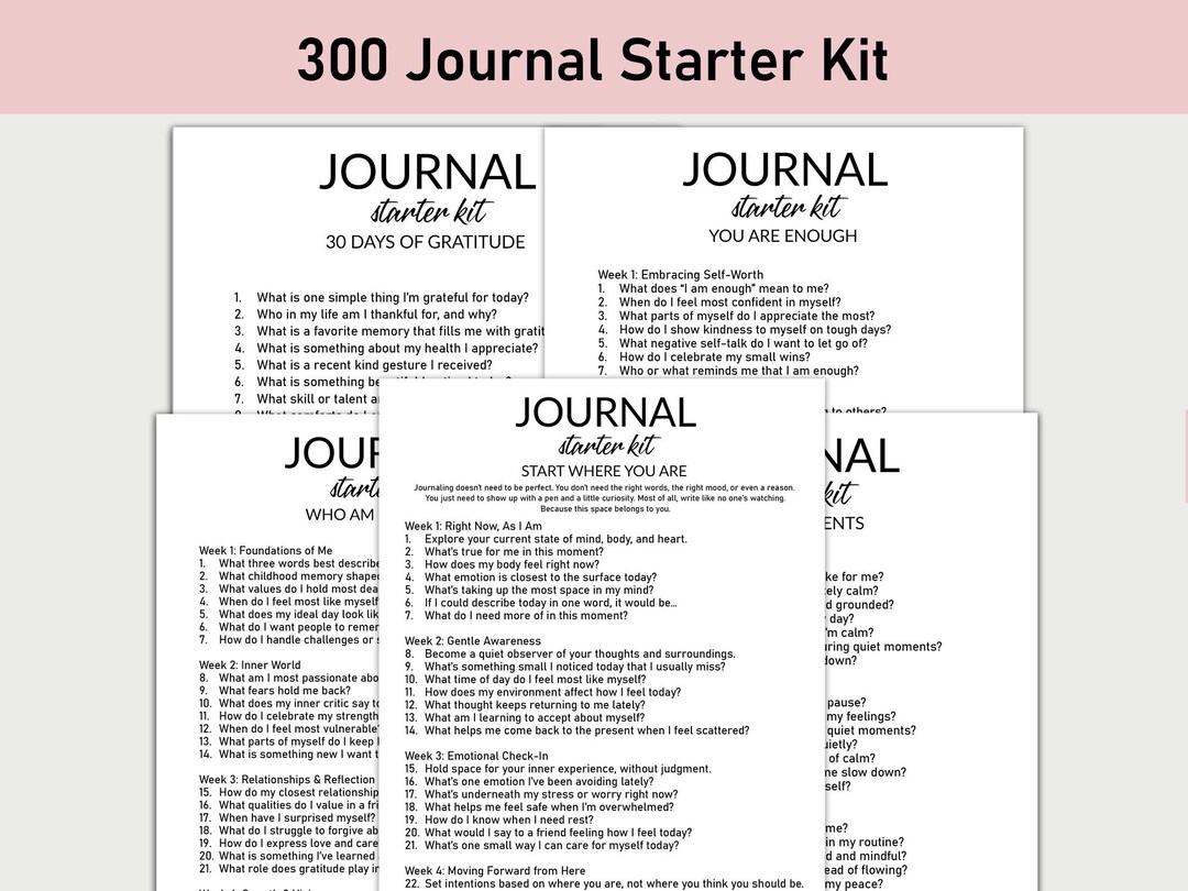 300 Journal Starter Kit, Journal Bundle, Guided Reflections, Personal ...
