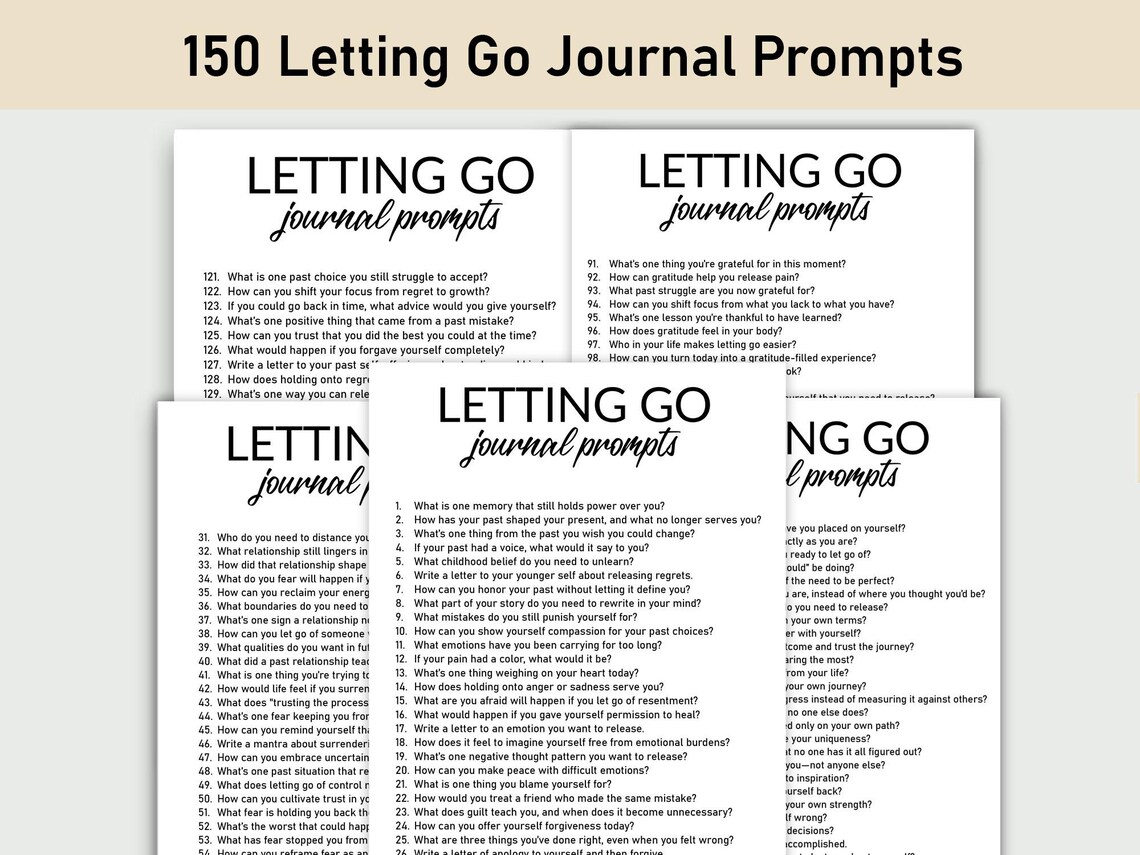 150 Letting Go Journal Prompts, Printable, Journal, Minimalist ...