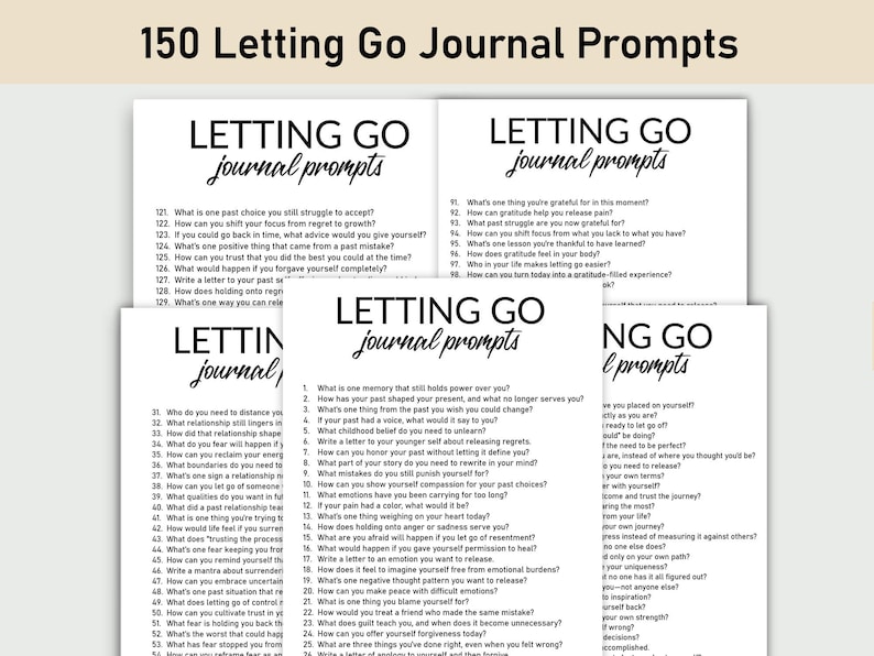 150 Letting Go Journal Prompts, Printable, Journal, Minimalist ...