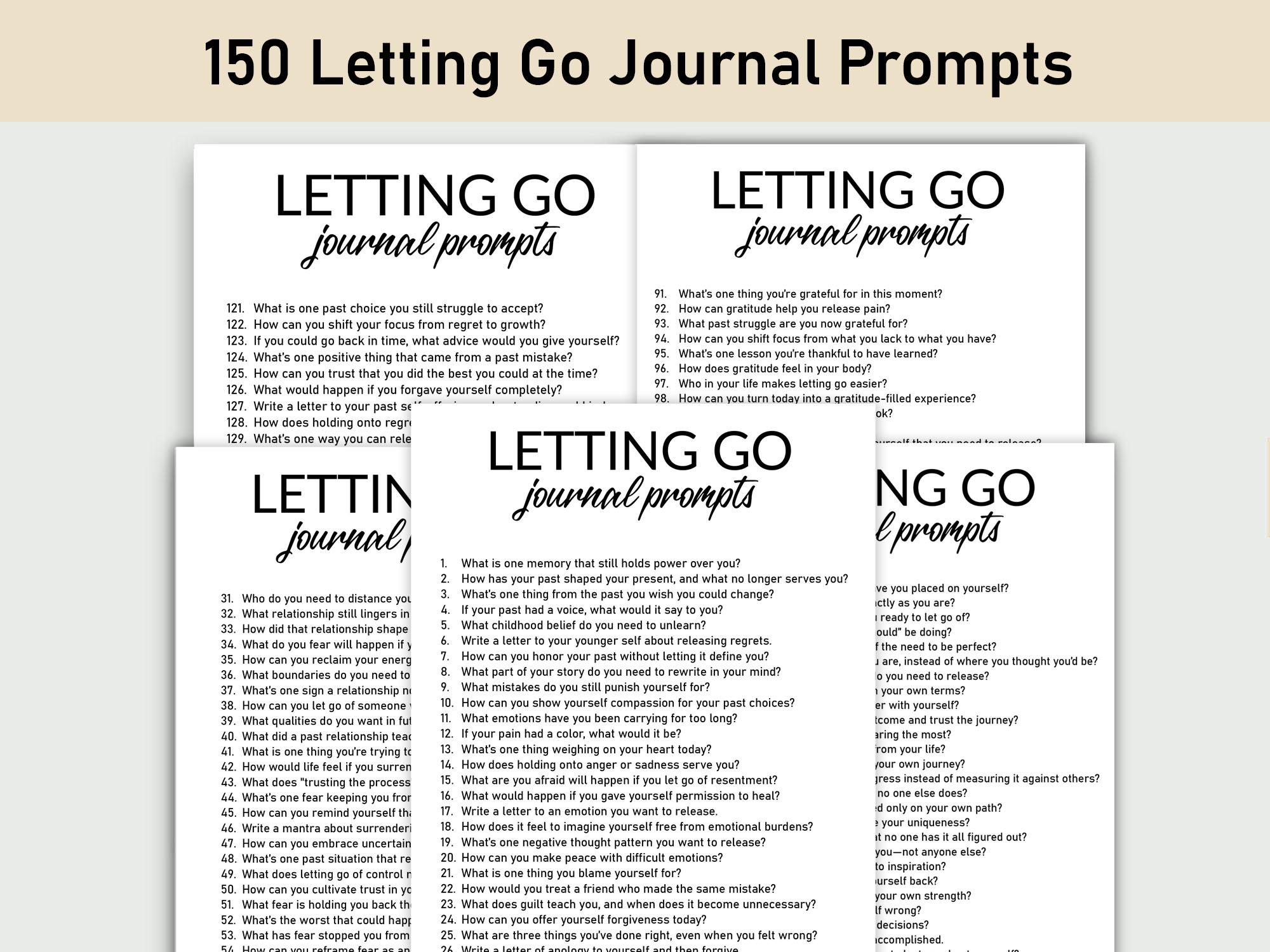 150 Letting Go Journal Prompts, Printable, Journal, Minimalist ...