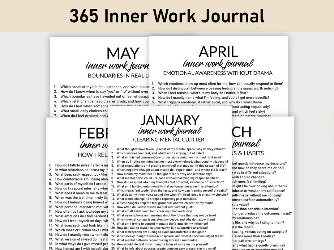 365 Inner Work Journal, Journal Printable, Reflections, Daily Guided ...