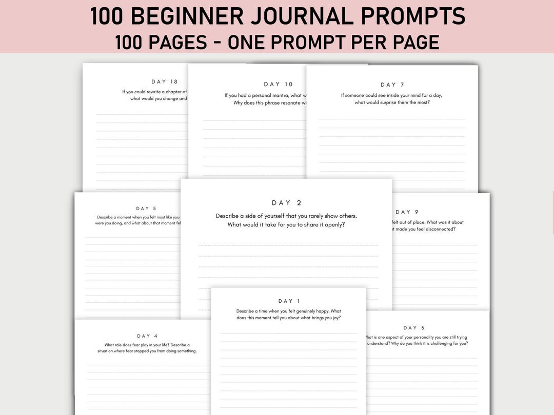 100 Beginner Journal Prompts Bundle, Journal With Prompts Printable ...