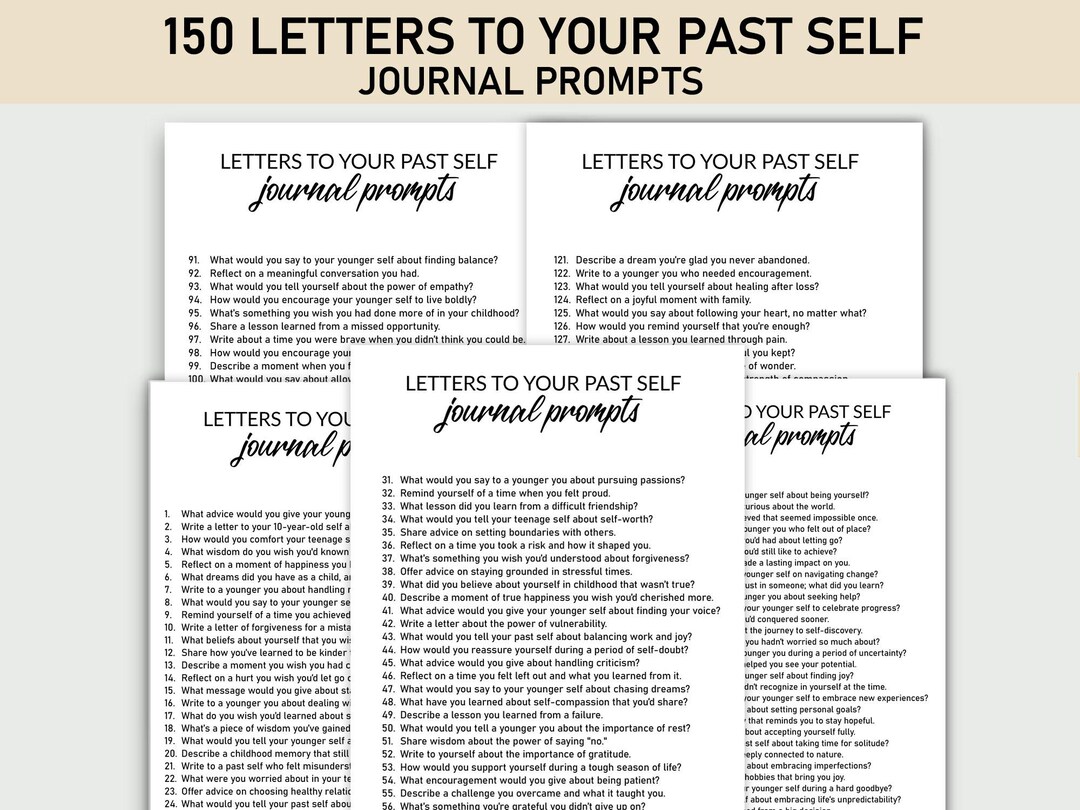 150 Letter to Your Past Self Journal Prompts, Printable, Journal ...