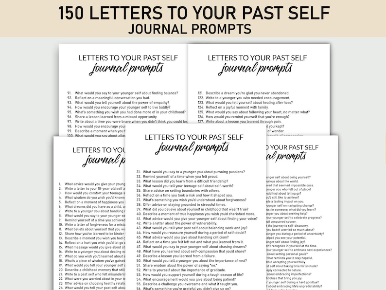 150 Letter to Your Past Self Journal Prompts, Printable, Journal ...