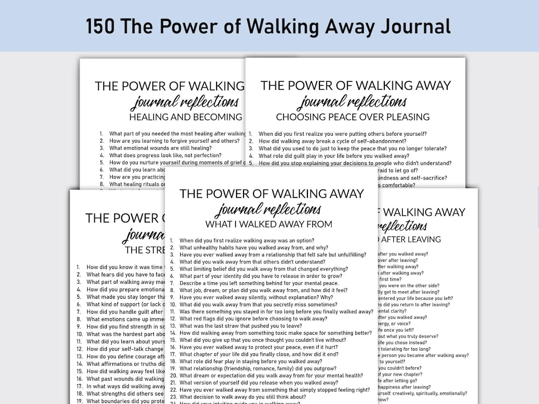 150 the Power of Walking Away Journal, Printable, Journal, Minimalist ...