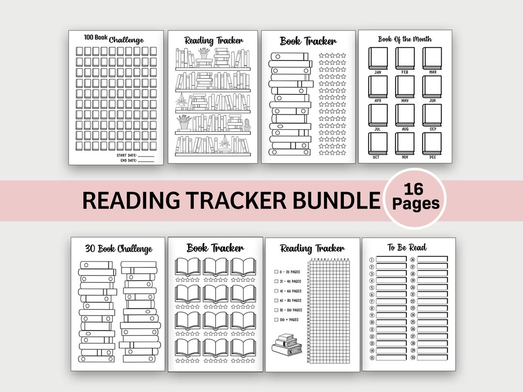 Reading Tracker Bundle, Printable, Bookshelf, Reading Journal, Month ...