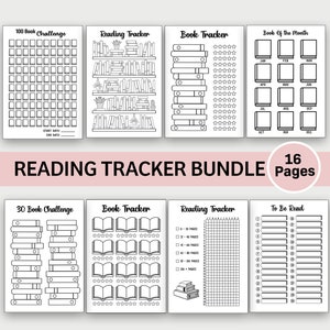 Reading Tracker Bundle, Printable, Bookshelf, Reading Journal, Month ...