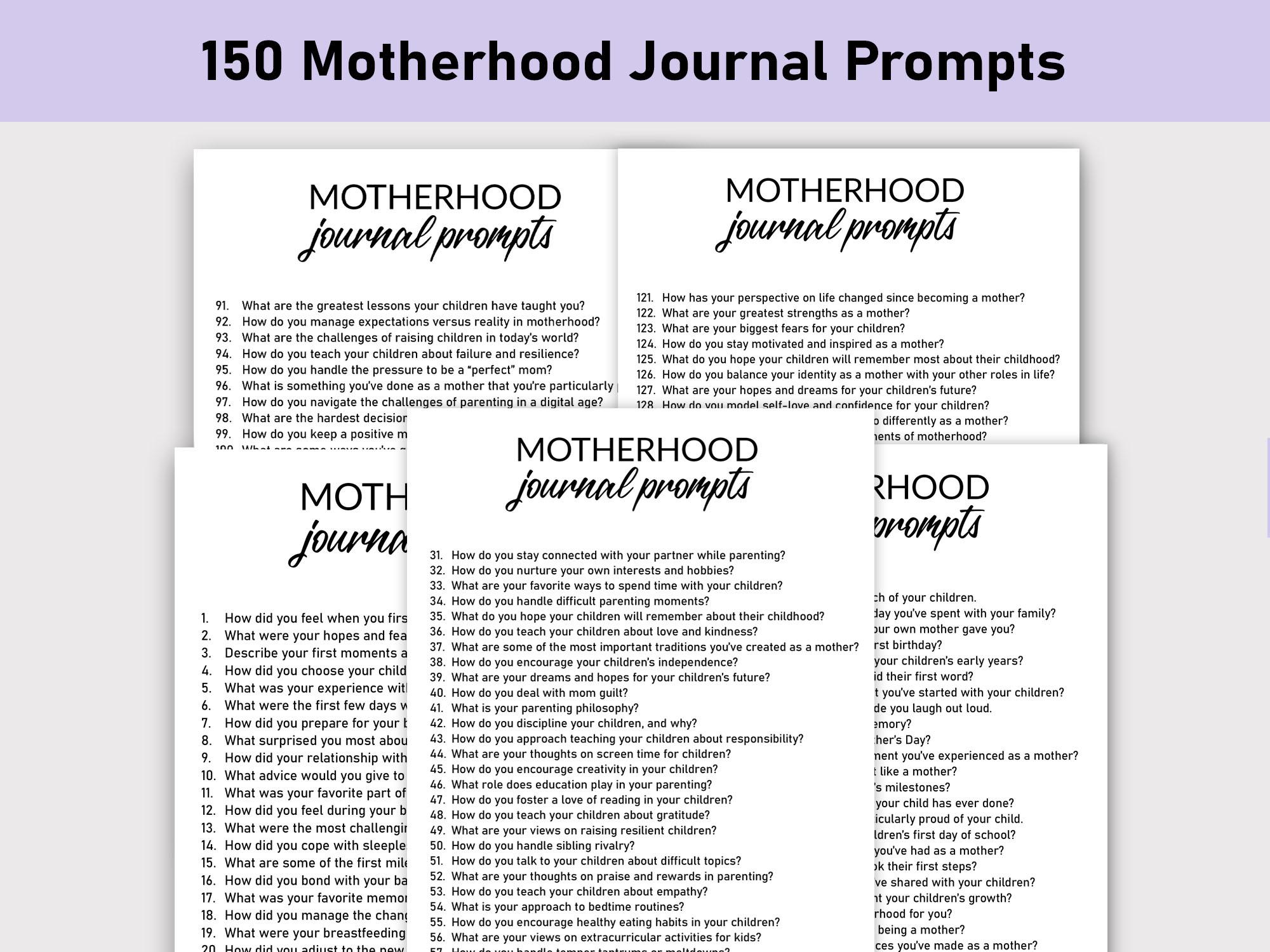 150 Motherhood Journal Prompts , Printable, Journal, Minimalist ...