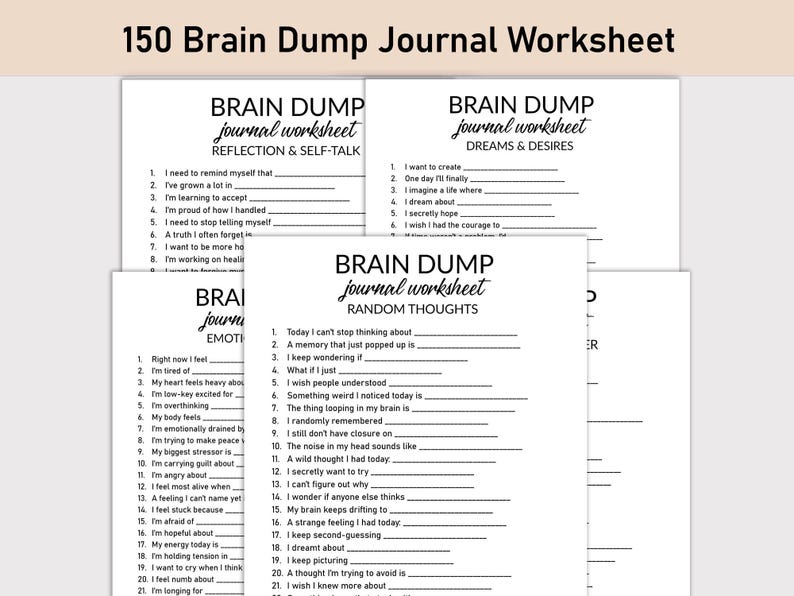Brain Dump Printable Worksheet, Journal Printable, Fill-in-the-blank ...