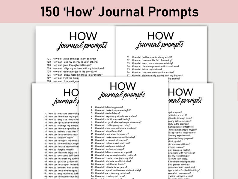 150 How Journal Prompts , Printable, Journal Prompts, Minimalist ...