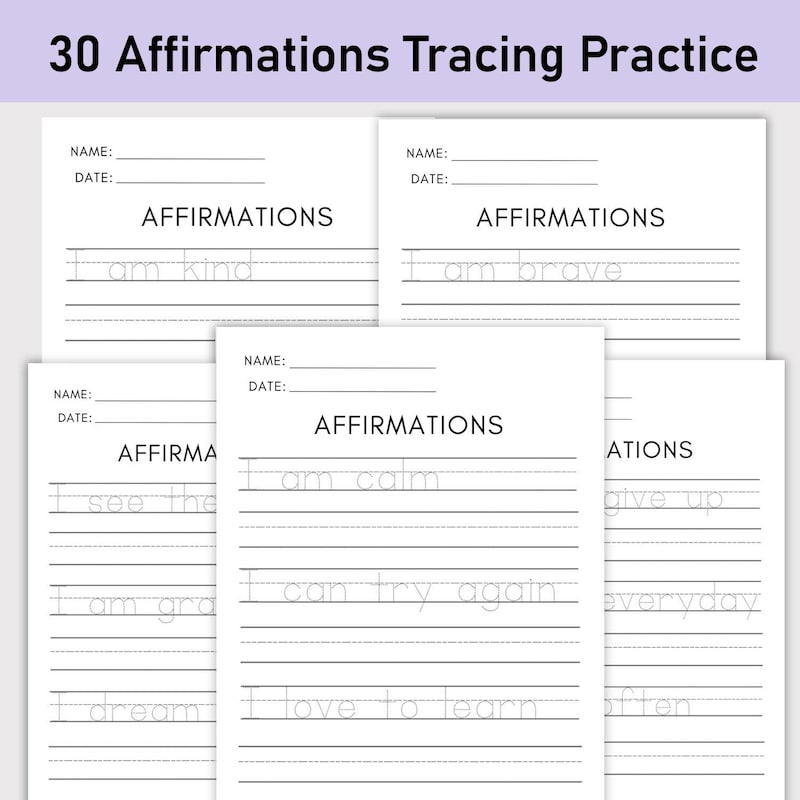 Printables Kids Tracing Affirmations - Etsy UK