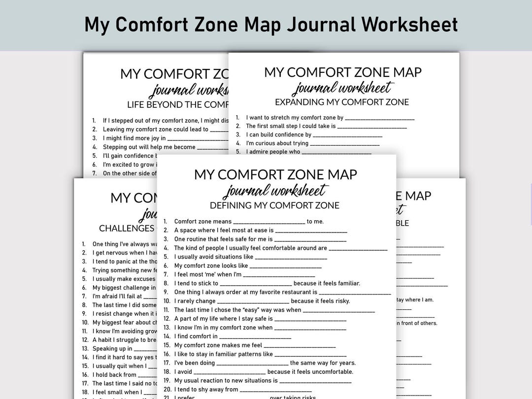 My Comfort Zone Map Printable Worksheet, Journal Printable, Fill-in-the ...