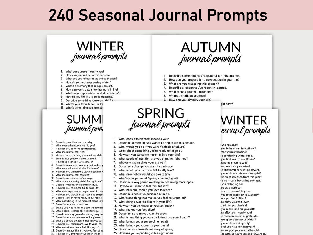 240 Seasonal Journal Prompts , Printable, Journal, Planner, Spring ...