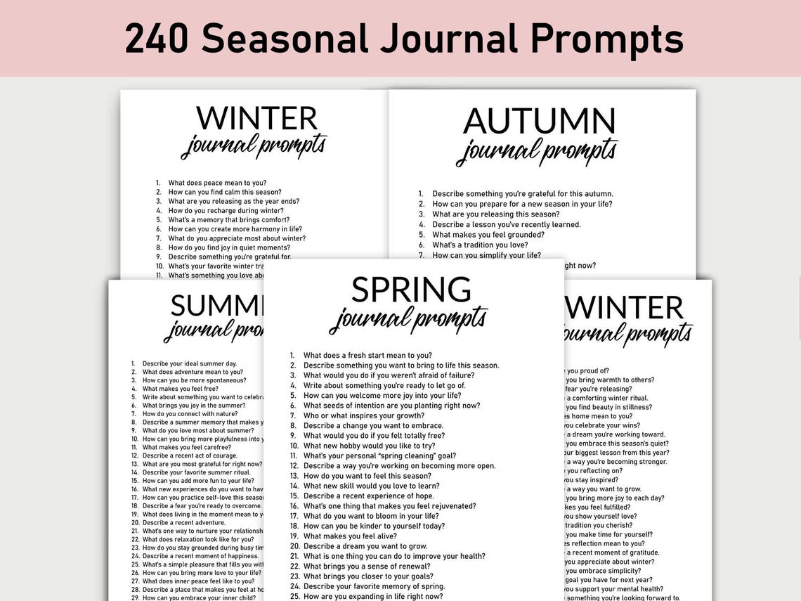 240 Seasonal Journal Prompts , Printable, Journal, Planner, Spring ...