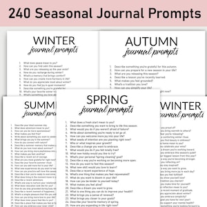 240 Seasonal Journal Prompts , Printable, Journal, Planner, Spring ...