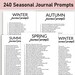 240 Seasonal Journal Prompts , Printable, Journal, Planner, Spring ...