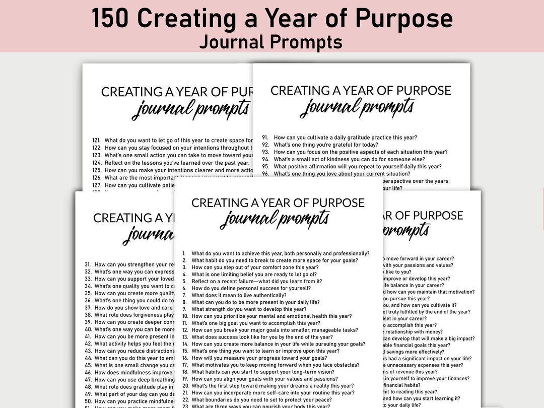 150 Creating A Year of Purpose Journal Prompts, Printable, Journal ...