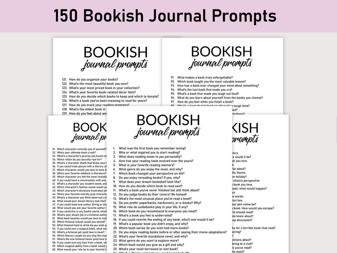 150 Bookish Journal Prompts , Printable, Journal, Minimalist ...