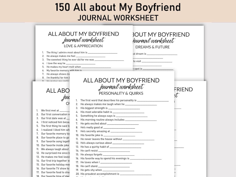 All About My Boyfriend Printable Worksheet, Journal Printable, Fill-in ...