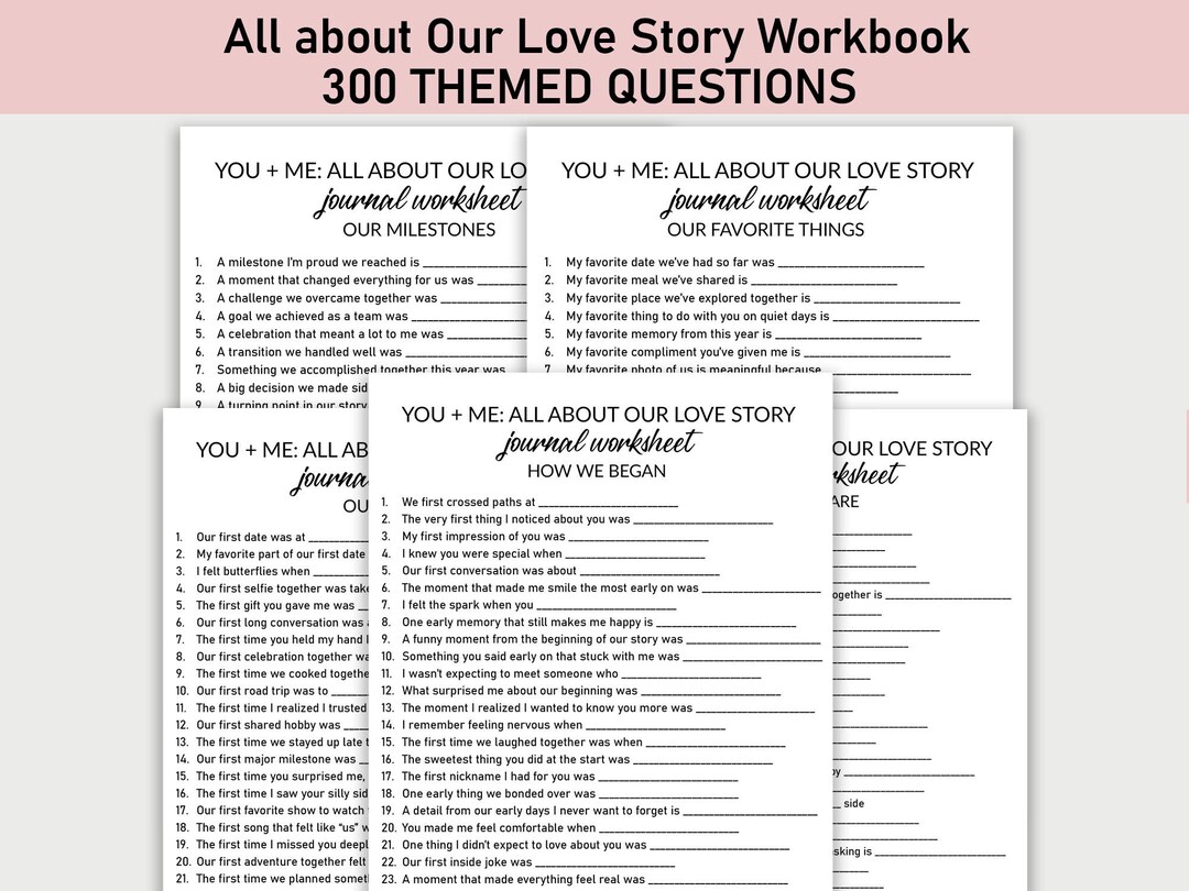 300 All About Our Love Story Workbook, Printable, Journal Worksheet ...