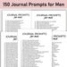 150 Journal Prompts for Men, Printable, Journal, Minimalist ...