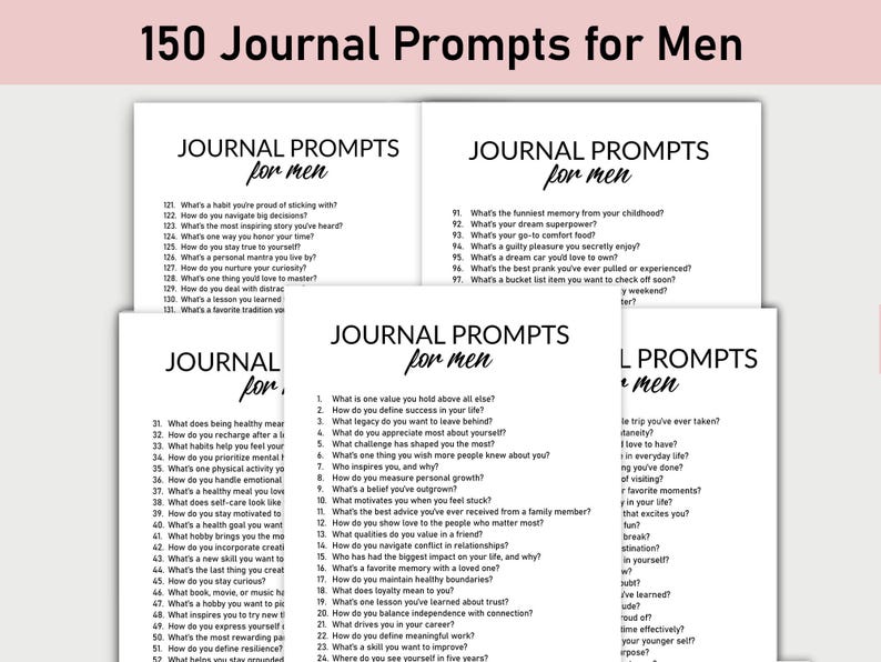 150 Journal Prompts for Men, Printable, Journal, Minimalist ...
