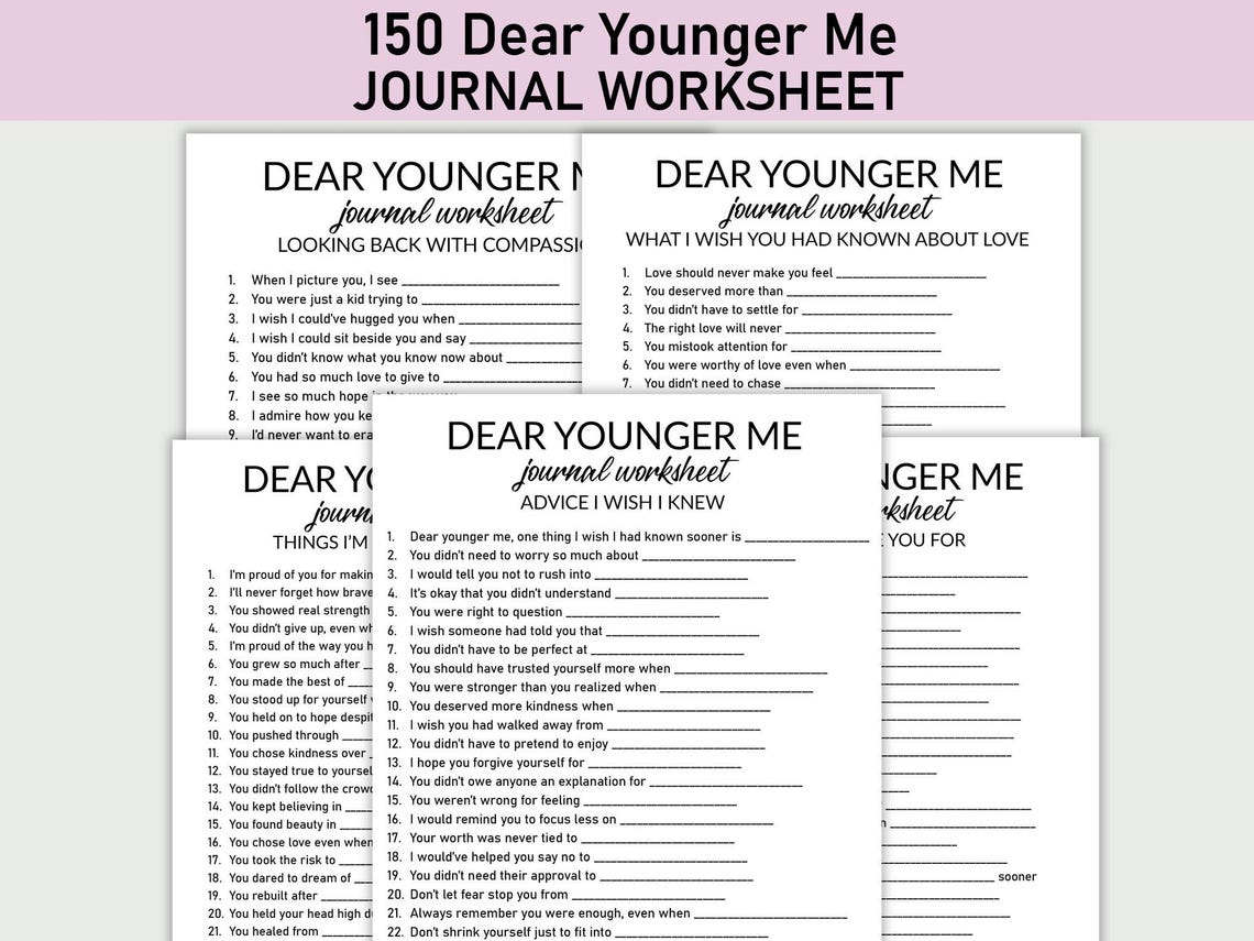 Dear Younger Me Printable Worksheet, Journal Printable, Fill-in-the ...