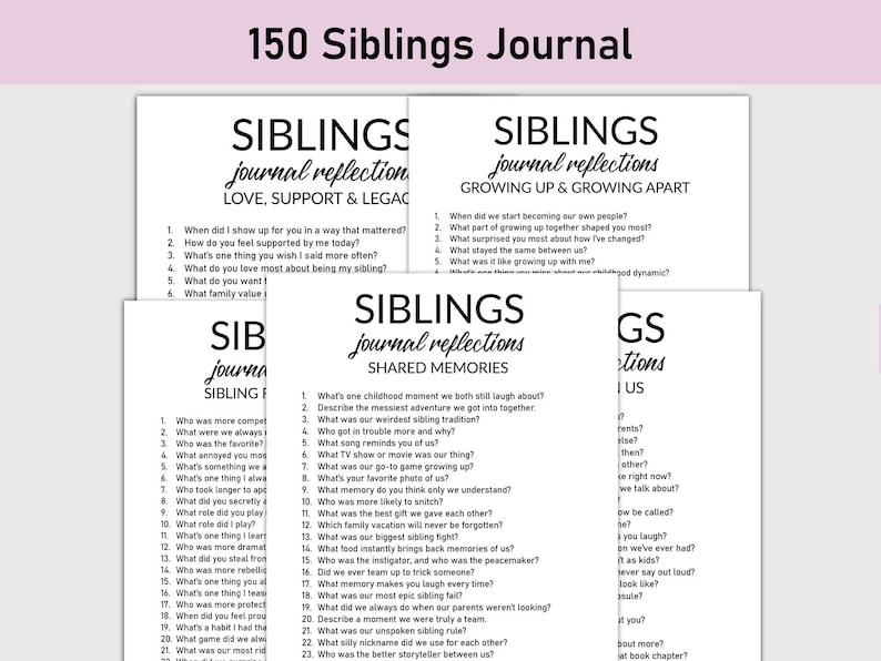 150 Siblings Journal, Printable, Journal, Brothers and Sisters, Family ...