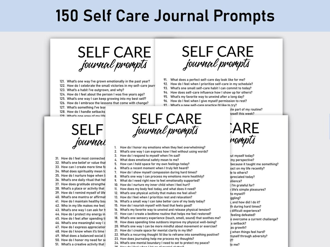 150 Self Care Journal Prompts, Printable, Journal, Minimalist ...