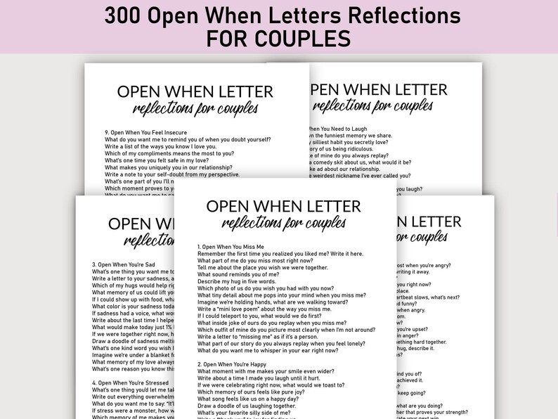 300 Open When Letters for Couples, Journal Reflections, Fun & Romantic ...