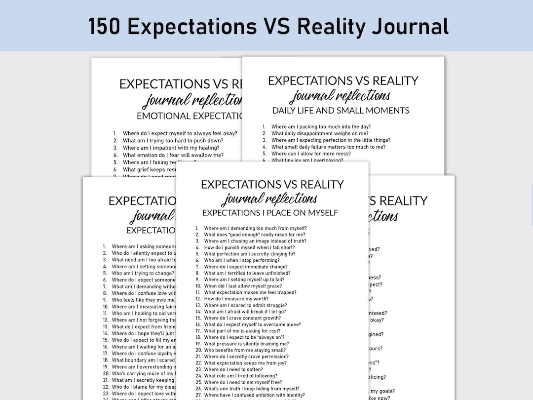 150 Managing Expectations Vs Reality Journal, Printable, Journal ...
