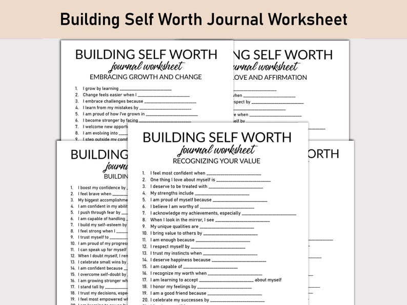 Building Self Worth Printable Worksheet, Journal Printable, Fill-in-the ...