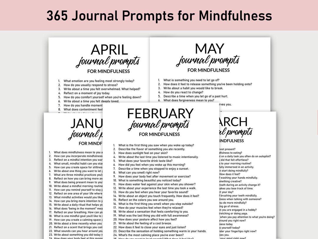365 Journal Prompts for Mindfulness , Printable, Journal, Minimalist ...