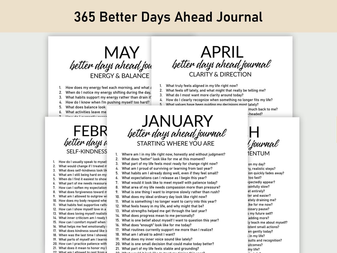 365 Better Days Ahead Journal, Journal Printable, Guided Journal ...