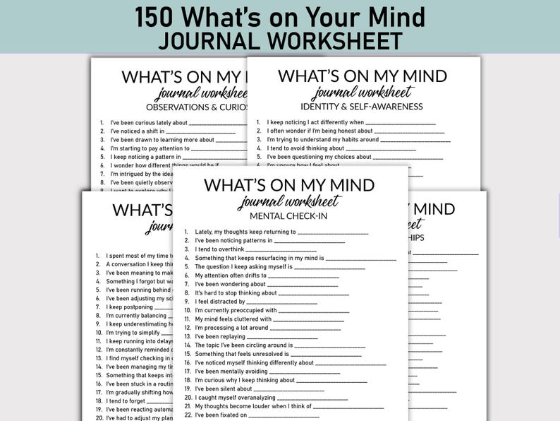 What's on My Mind Printable Worksheet, Journal Printable, Fill-in-the ...