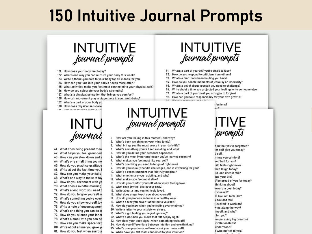150 Intuitive Journal Prompts, Printable, Journal, Minimalist ...