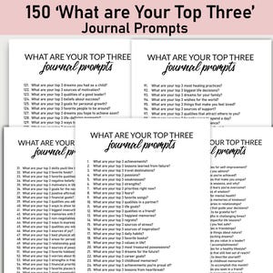150 What Are Your Top Three Journal Prompts, Printable, Journal Prompts ...