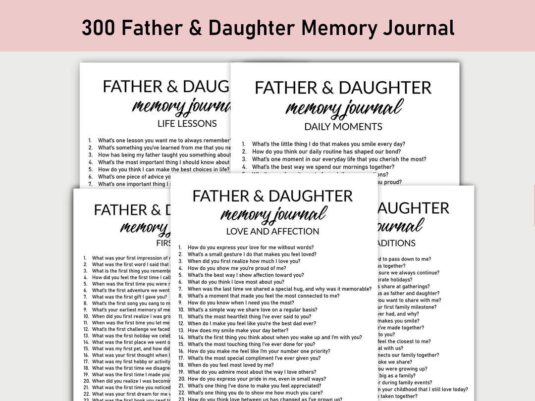 300 Father and Daughter Memory Journal, Printable, Journal, Guided ...