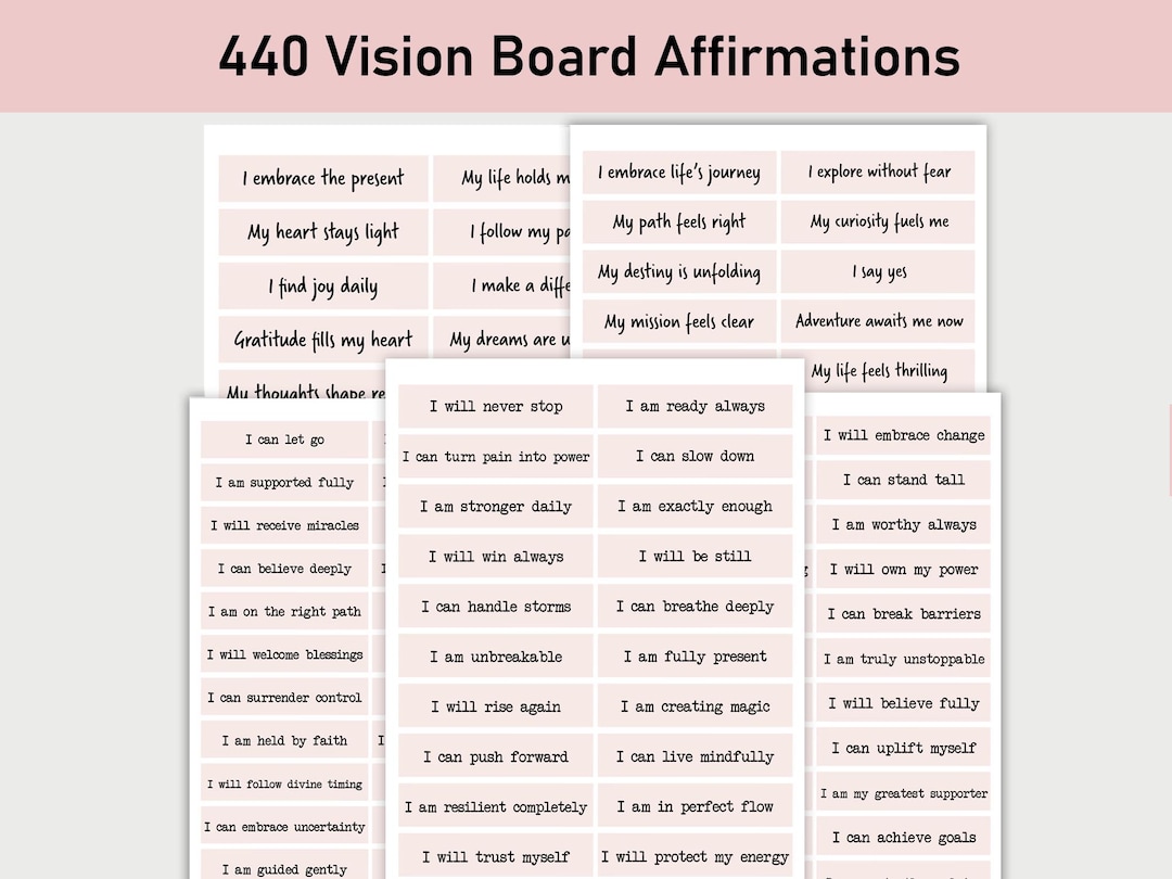 440 Vision Board Affirmations, Vision Board Printable, Minimalist ...