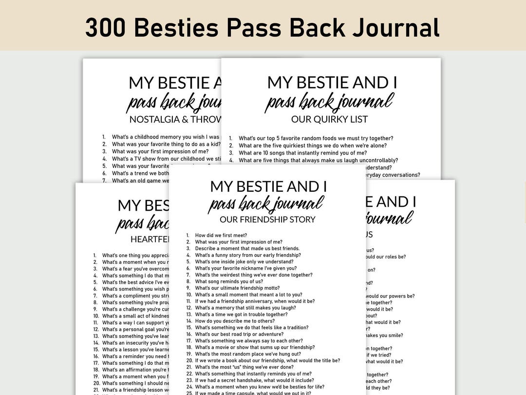 300 Besties Pass Back Journal, Printable, Guided Bestie Journal ...