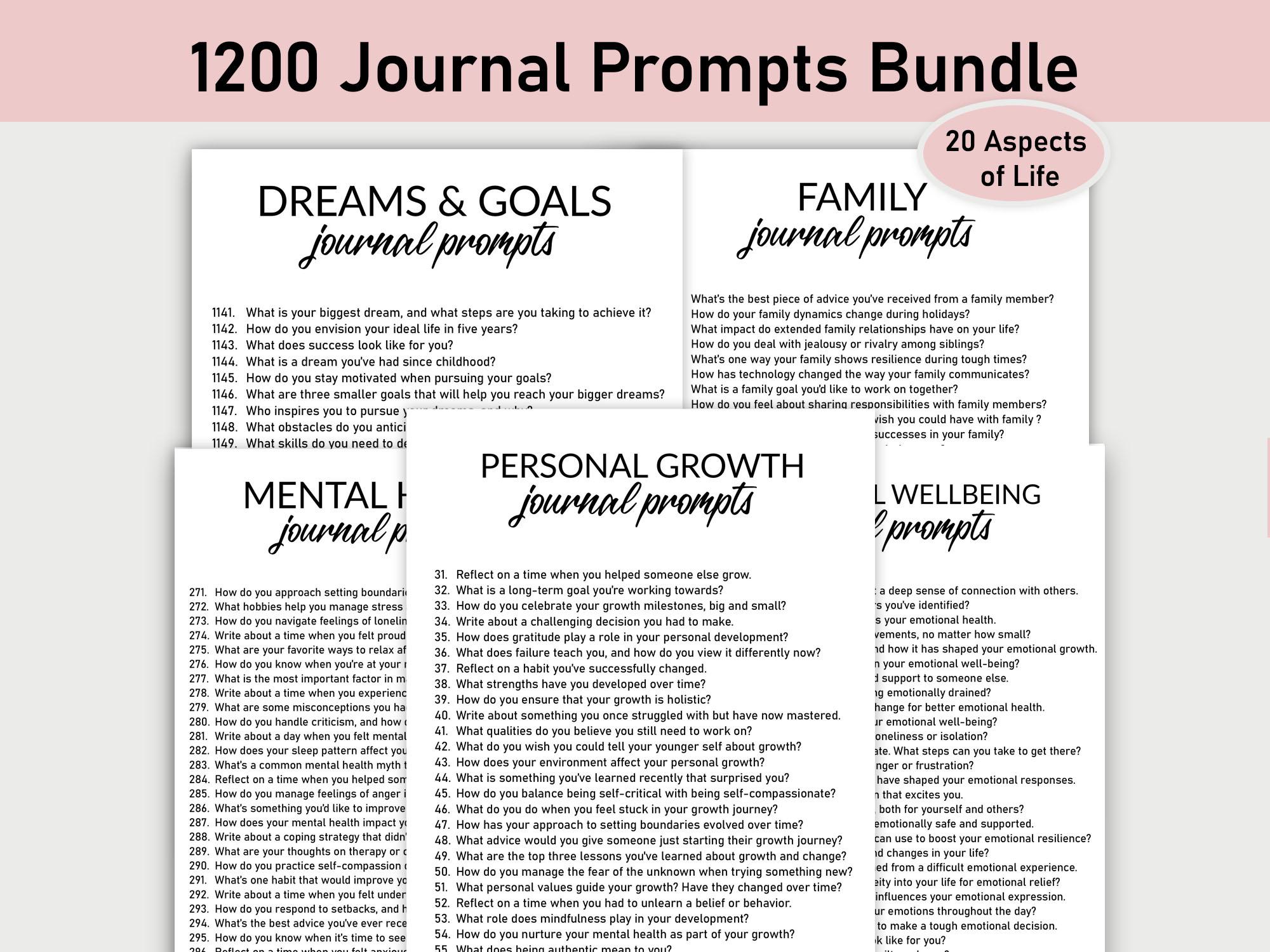 1200 Journal Prompts , Printable, Journal, Minimalist, Self Care ...
