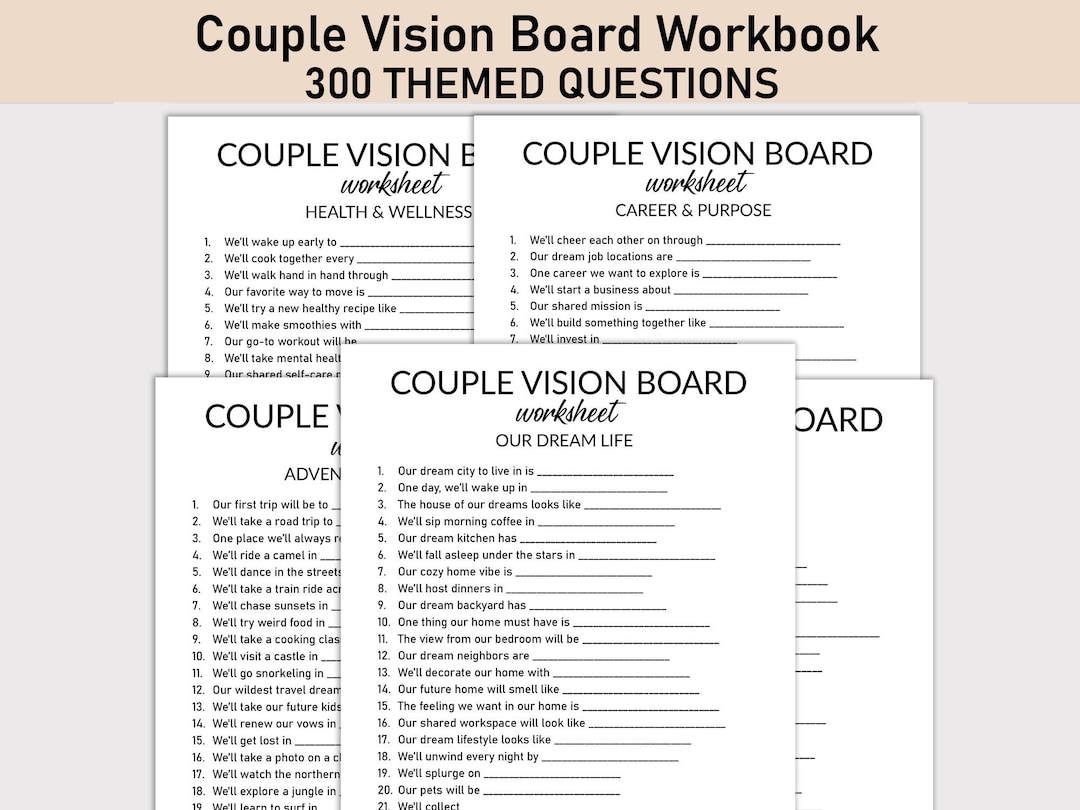 300 Couple Vision Board Workbook, Printable, Journal Worksheet ...