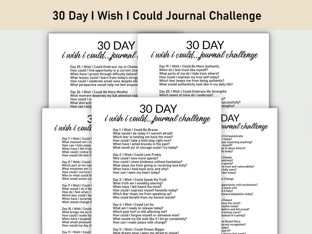 30 Day I Wish I Could Journal Challenge Printable, Challenge Printable ...