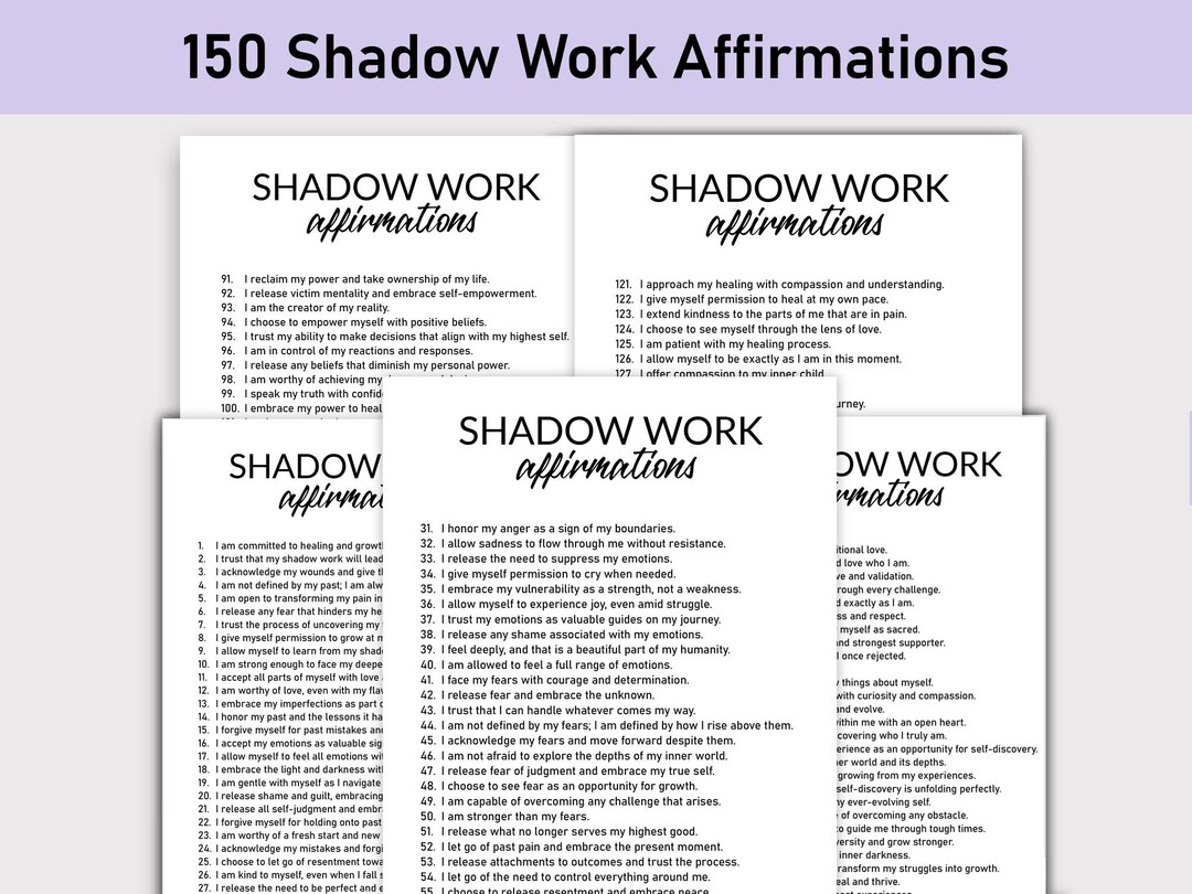 150 Shadow Work Affirmations, Journal Prompts, Healing, Printable ...