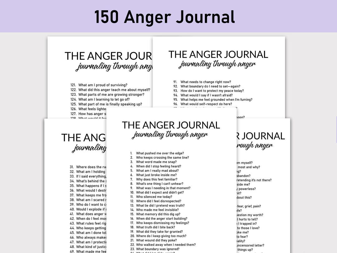 150 Anger Journal, Printable, Journal, Minimalist, Healing, Process ...