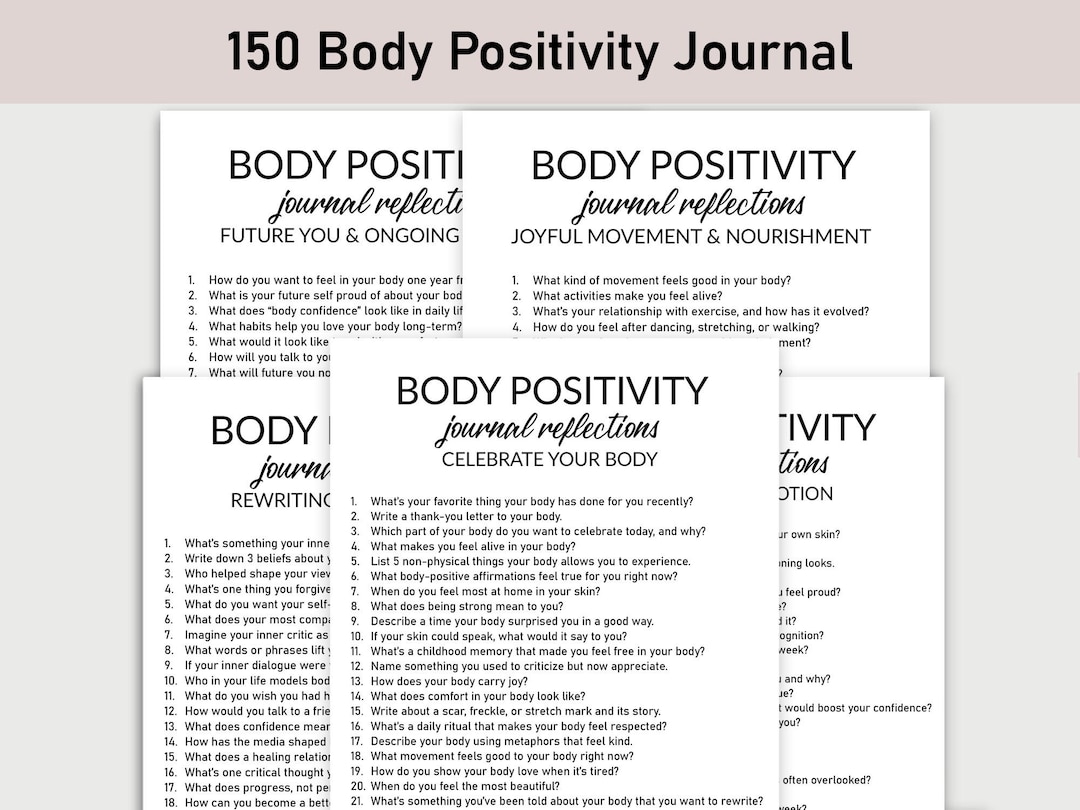 150 Body Positivity Journal, Journal Printable, Journal Reflections ...