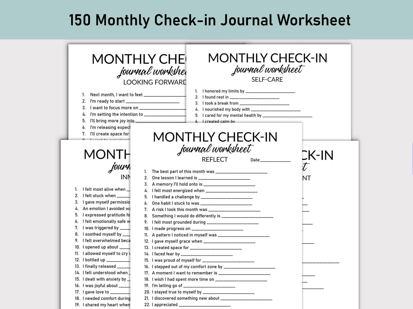 Monthly Check-in Printable Worksheet, Journal Printable, Fill-in-the ...