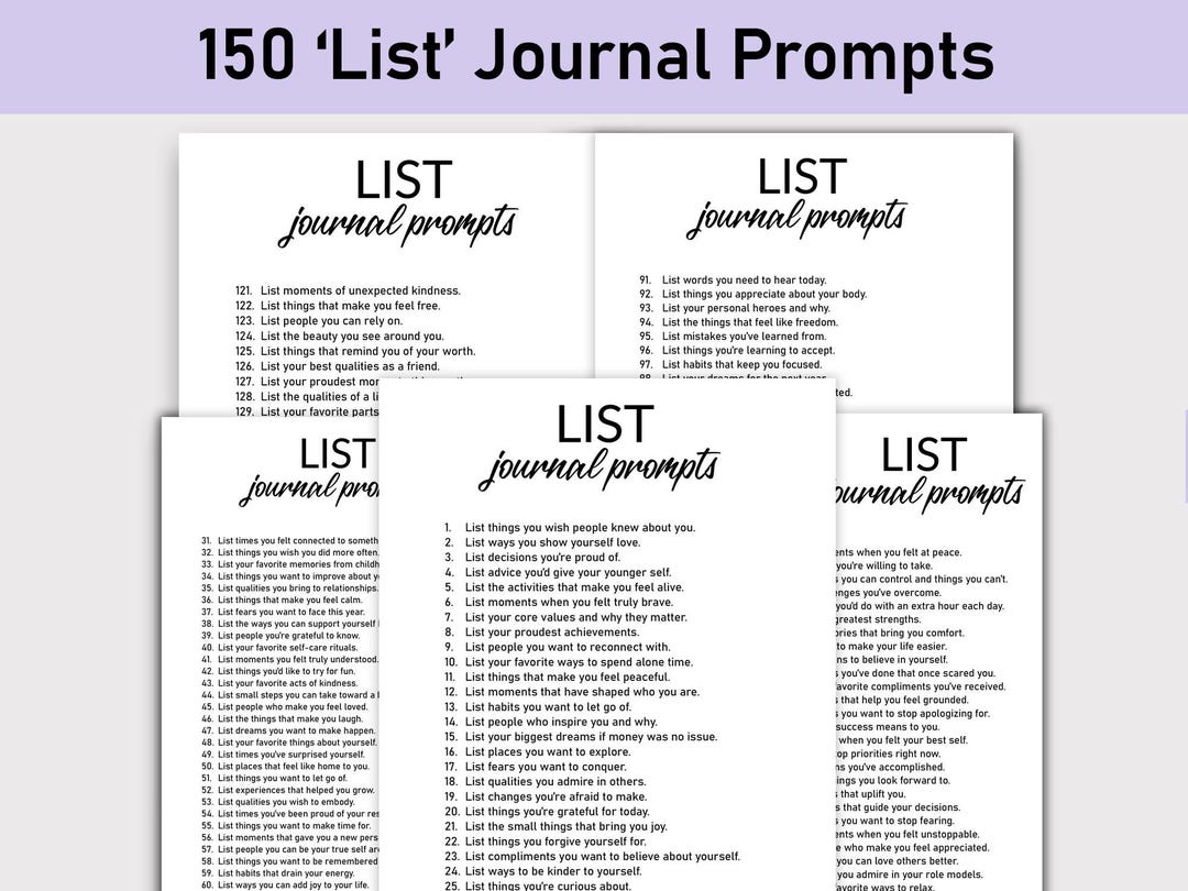 150 List Journal Prompts , Printable, Journal Prompts, Minimalist ...